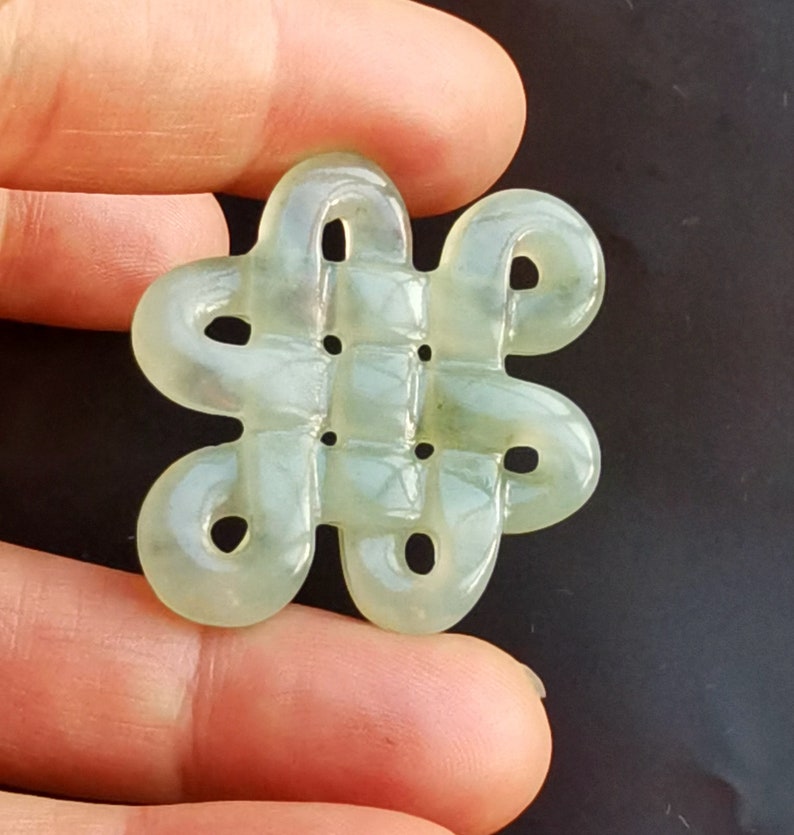 Chinese Knot Jade Pendant Link White Green Carved Natural - Etsy