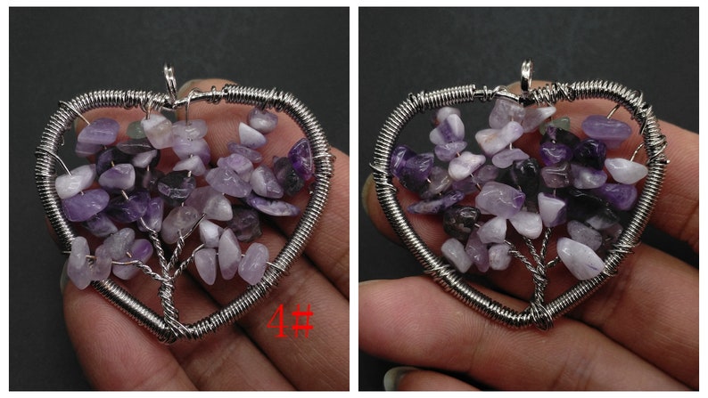 Heart Tree Natural Gemstone Pendant Rose Quartz - Etsy