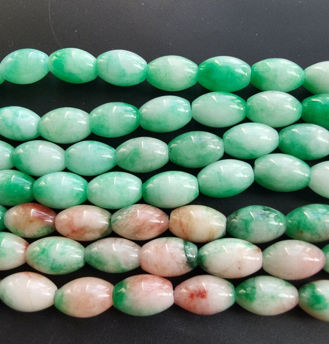 Barrel Jade Stone Strand,green White,pink Green,for Making Jewelry ...