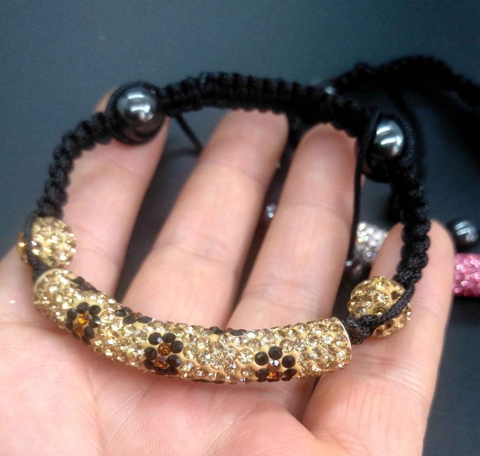 Gorgeous Pipe Crystal Hand Bracelet Champagne Blue Pink White - Etsy