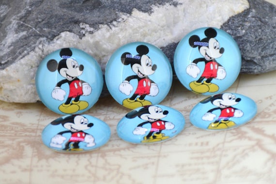 Círculo azul Miky Mouse a mano foto cristal cabujón cúpula | Etsy México
