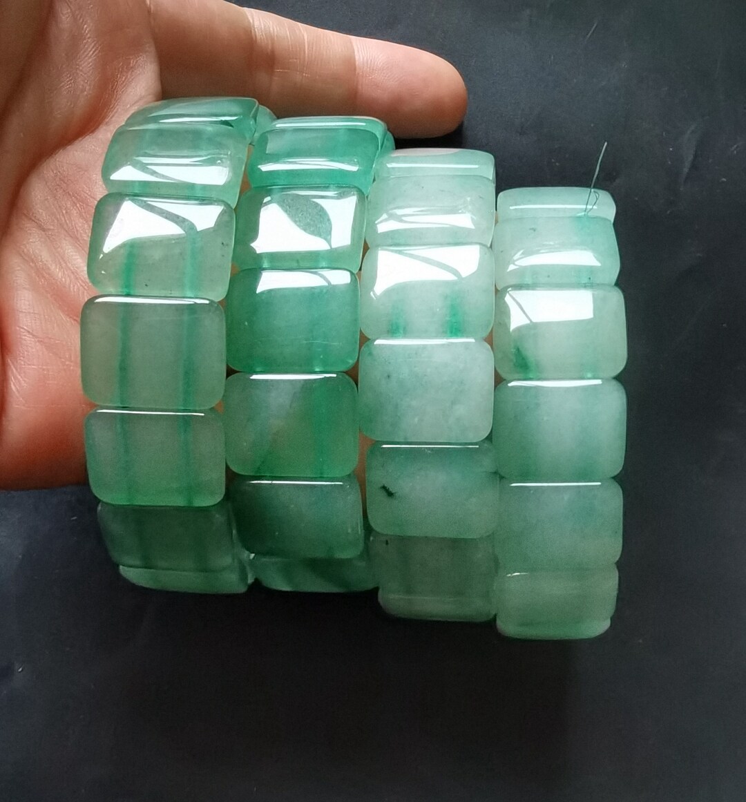 14x18mm Natural Aventurine Jade Stone Bangle,green,smooth Rectangle ...