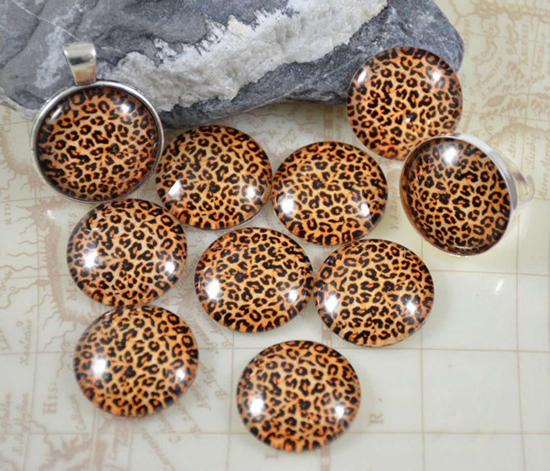 Circle New Leopard Print Handmade Photo Glass Cabochon Dome10mm 12mm ...
