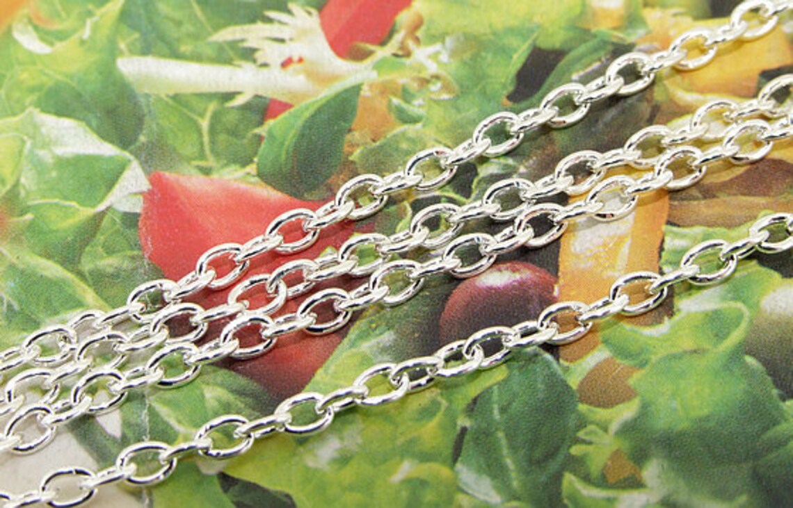 Long 5chains Egg Loop Plated Silver on Copper Metal Chain - Etsy