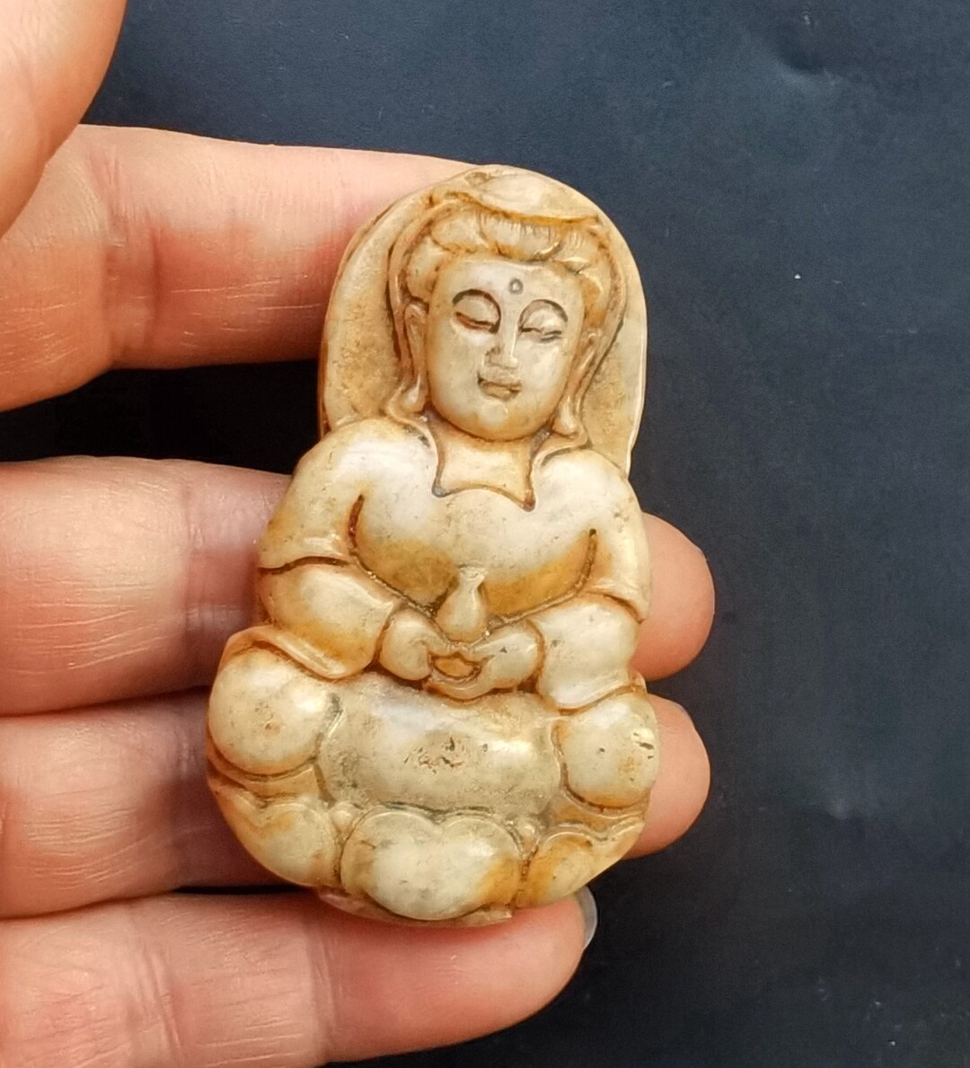 Guanyin Bodhisattva Carving Yellow Jade Stone Pendant,charm Healing ...