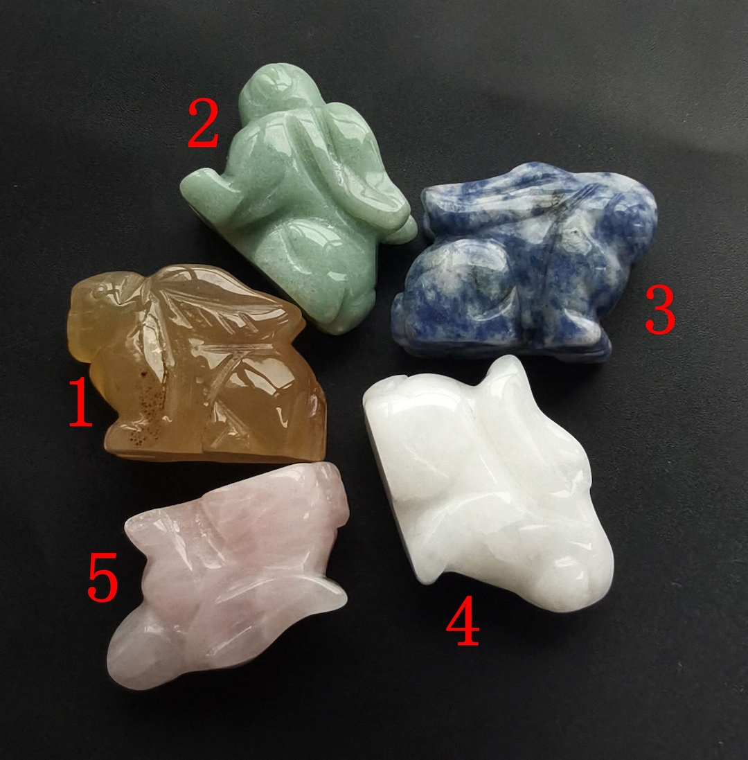 Rabbit,fengshui,carved Natural Agate Stone,aventurine,blue Veins Stone ...