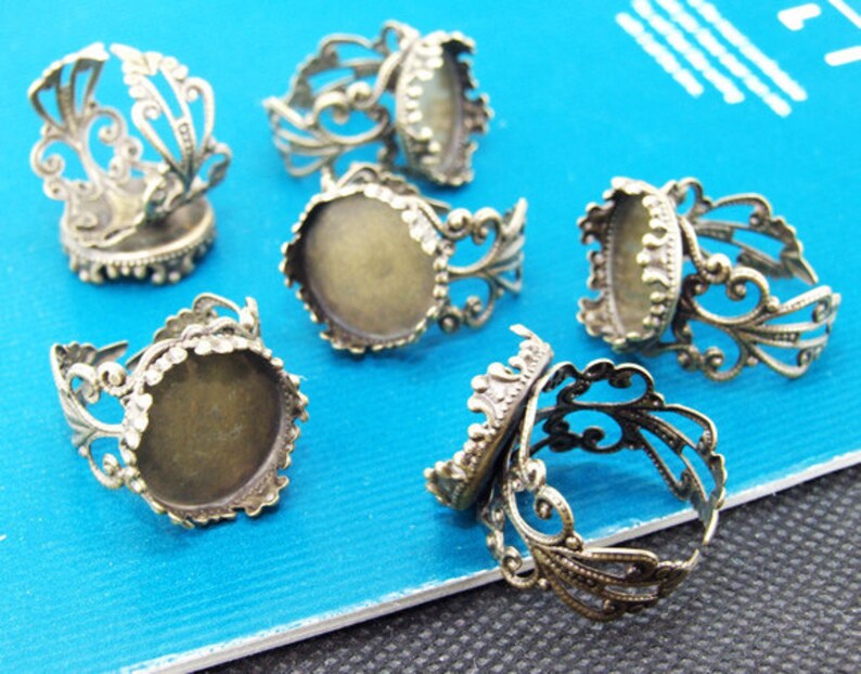 8PCS Setting Antique Bronze Base King Rings Ase Filigree Metal | Etsy
