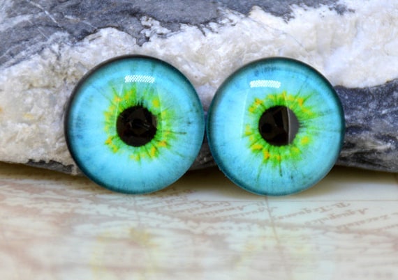 Circle Sea Blue Eye Handmade Photo Glass Cabochon Dome | Etsy