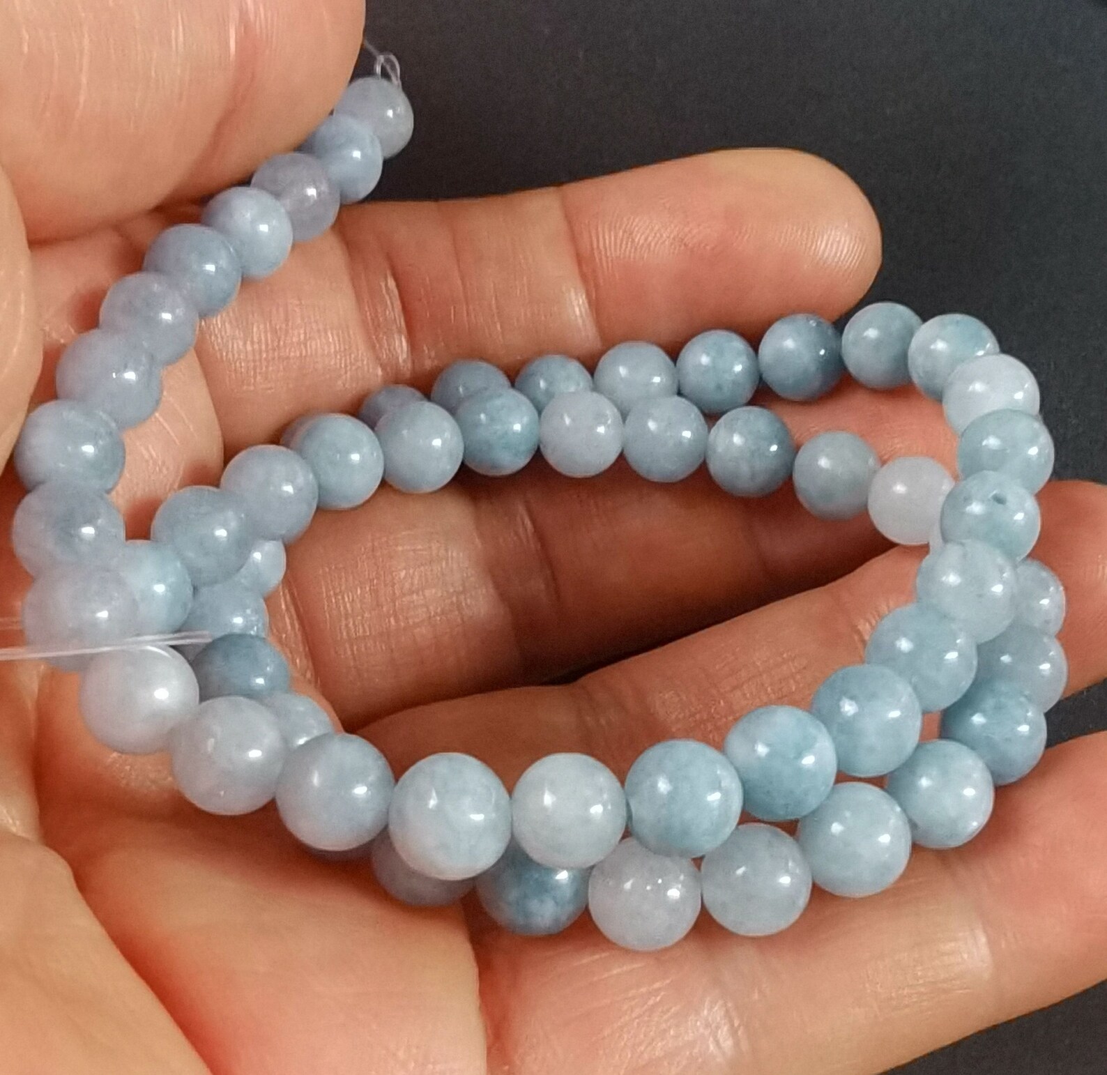 Round Aquamarine Quartz Strand, 6mm,8mm,10mm,12mm, Blue Smooth Round ...