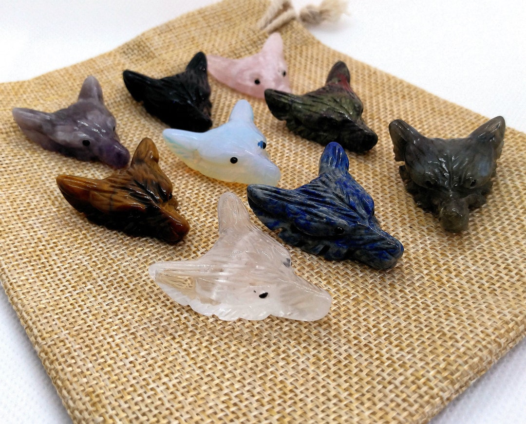 Wolf Head Carving Natural Stone Bead,pass Hole,clear Quartz Crystal ...