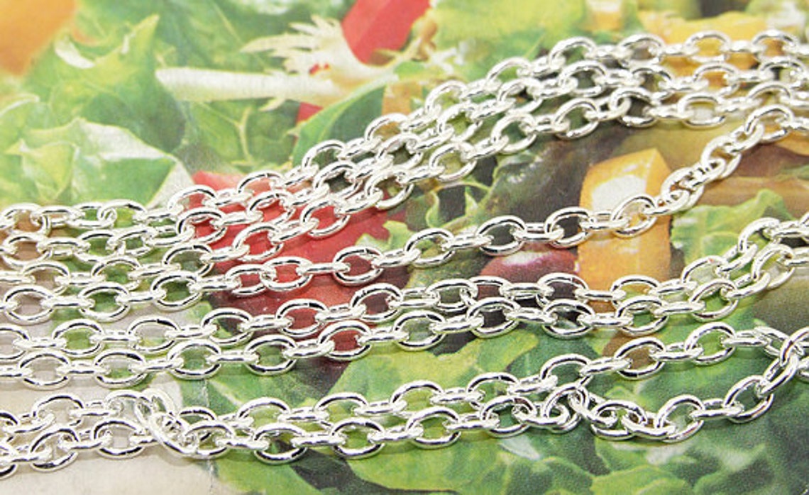 Long 5Chains egg Loop Plated Silver on Copper Metal Chain | Etsy