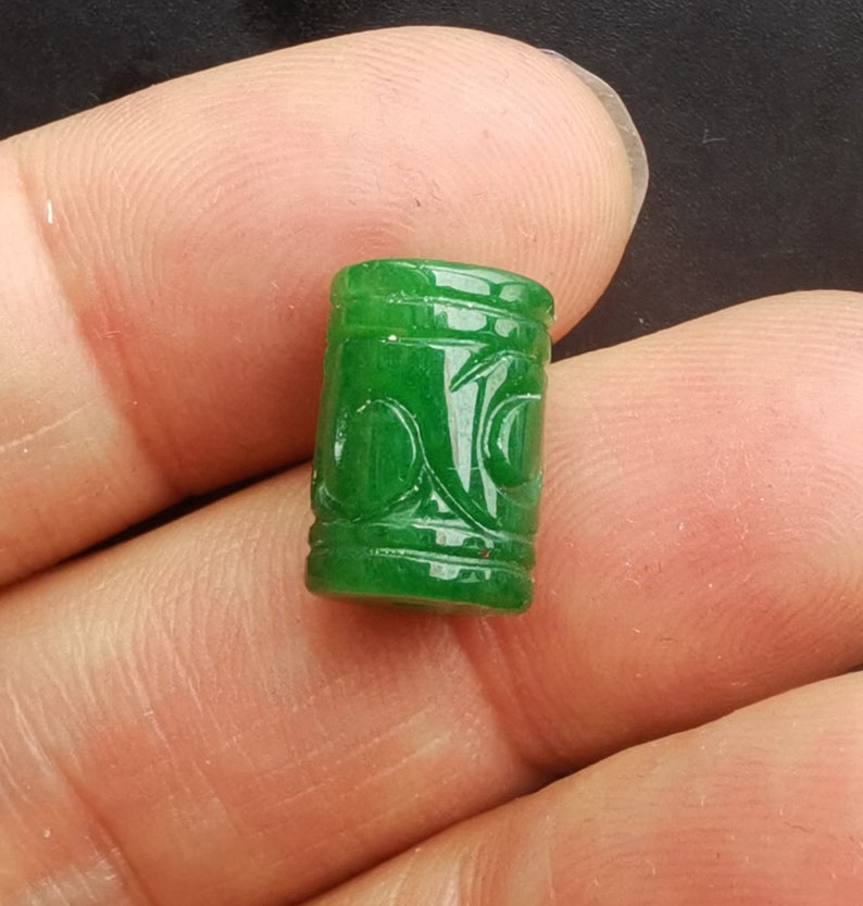 Circular Column,cylinder Tube Dread Carved Green Jade Stone,dreadlock ...
