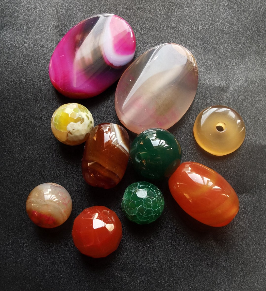 10pcs,round,barrel,oval,assorted Agate Beads,mixture Shape,amulet ...