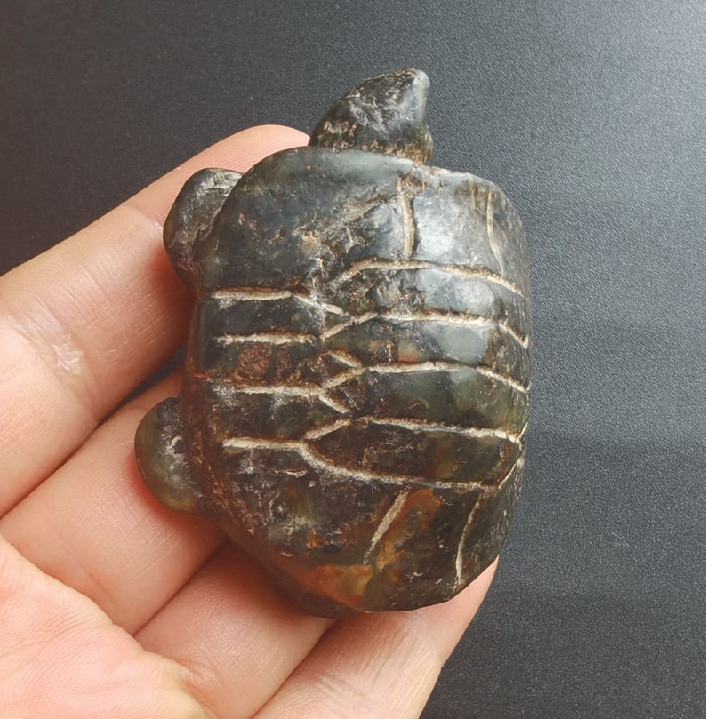 Large Carved Tortoise Jade Pendant Black Jade Pendant 3D Charm - Etsy