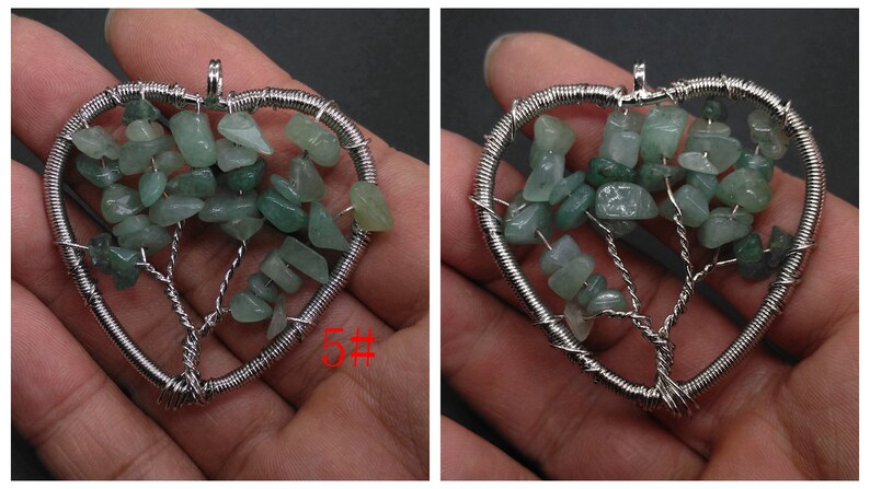 Heart Tree Natural Gemstone Pendant Rose Quartz - Etsy