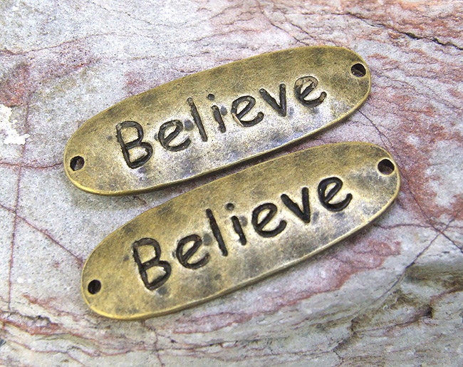 4PCS Q Antiqued Bronze Believe Word Charm Link Fit Necklace & | Etsy