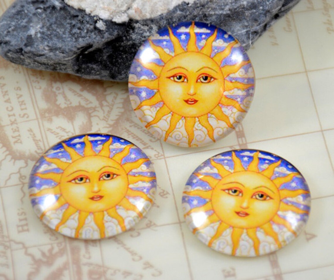 Circle Shiny Sun Face Handmade Photo Glass Cabochon Dome 10mm - Etsy