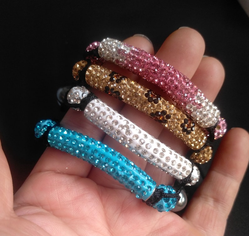 Gorgeous Pipe Crystal Hand Bracelet Champagne Blue Pink White - Etsy