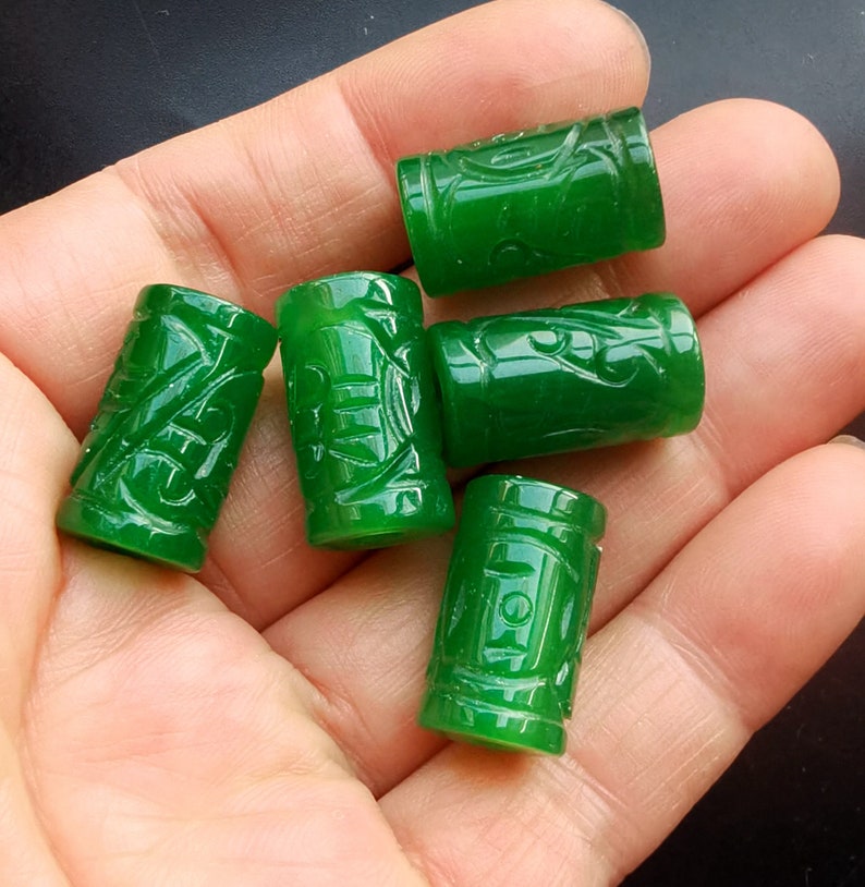 Circular Column,cylinder Tube Dread Carving Green Jade Stone,dreadlock ...
