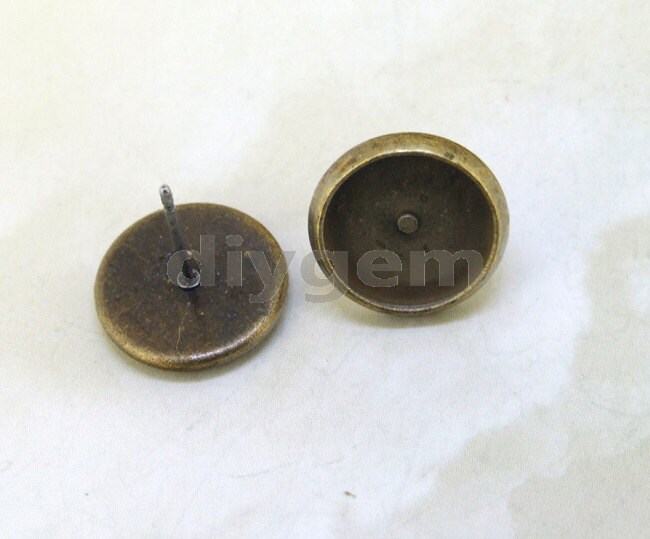 10pairs 20pcs Ear Stud Trays Bronze Filigree Smooth Pad Ear - Etsy