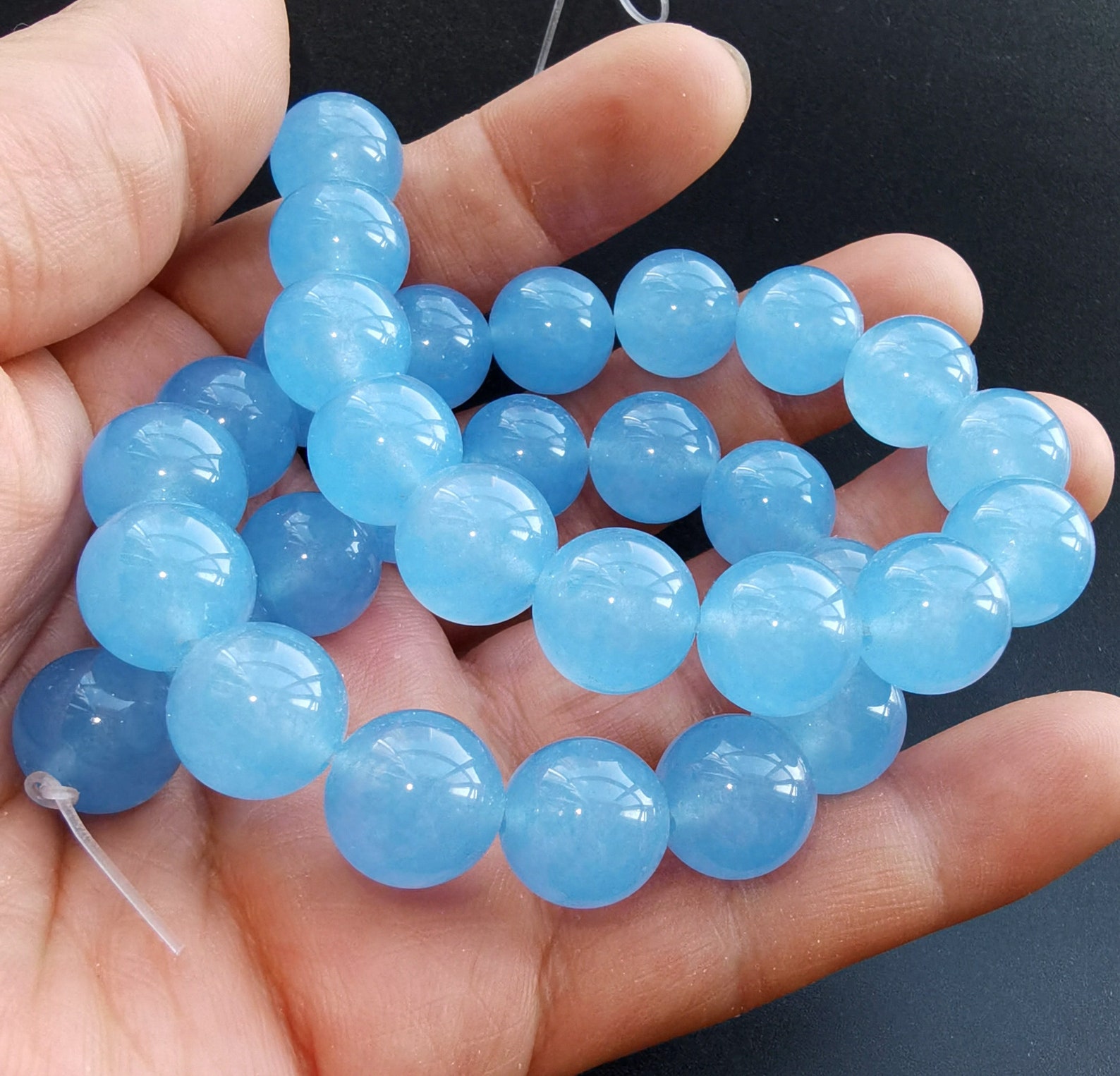 Round Sea Blue Jade Beads 4mm 6mm 8mm 10mm 12mm14mm | Etsy