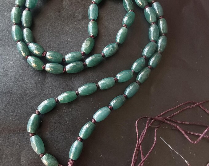 24" Barrel Natural Blue Green Guatemala Jadeite Jade Stone Beads ...