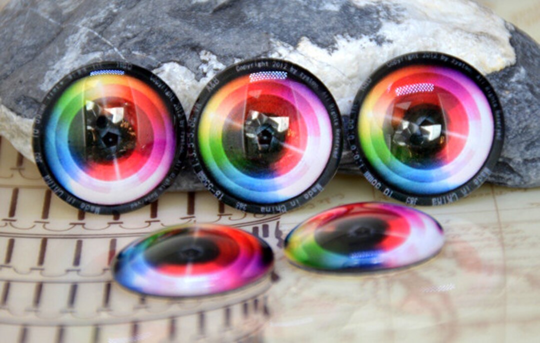Handmade Camera Lens Photo Glass Cabochons: Red Blue Dome (10-30mm) - Etsy