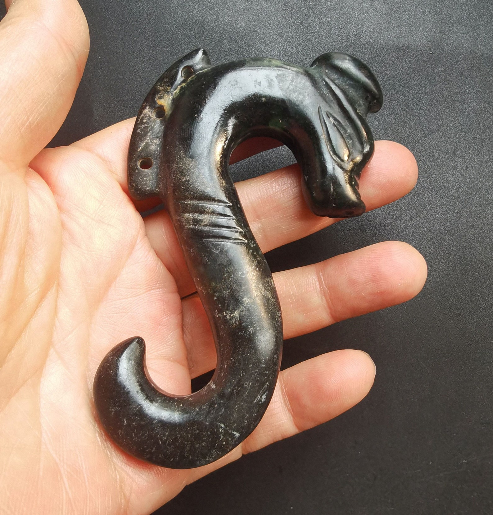 Hand Carved Black Jade Stone Dragon Animals Jade Pendant - Etsy
