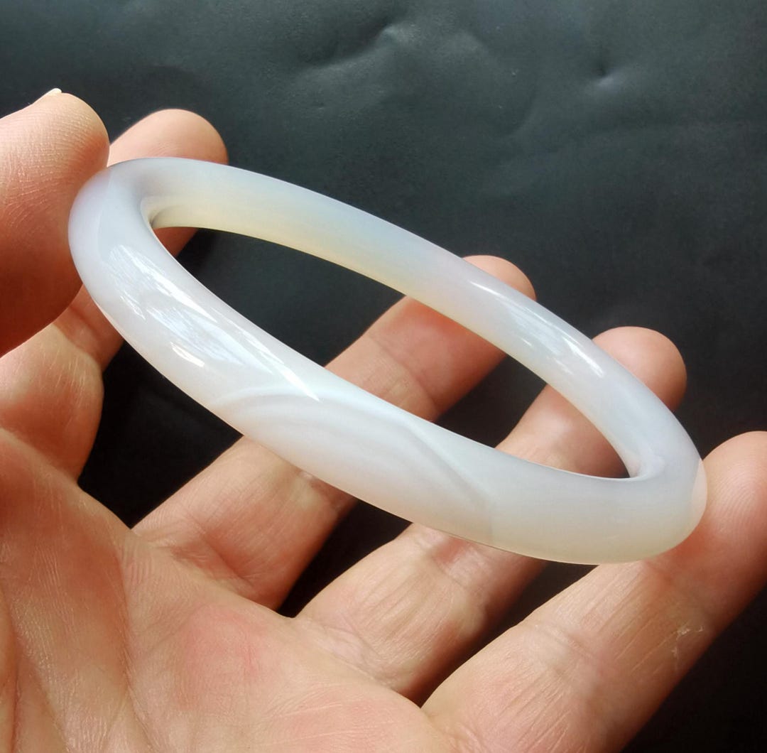 Inner 53mm,55mm,58mm,59.5mm,white Chalcedony Bangle,agate Stone Band ...