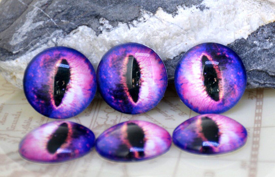 Dragon Purple Eye Handmade Photo Glass Cabochon Glass Dome 10mm 12mm ...
