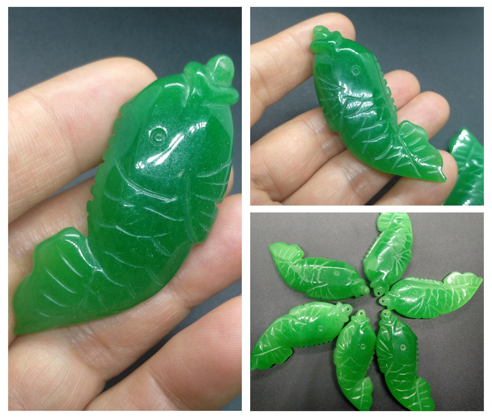 Fish jade pendantGreenPinklavenderRedbrown goldfish Jade | Etsy