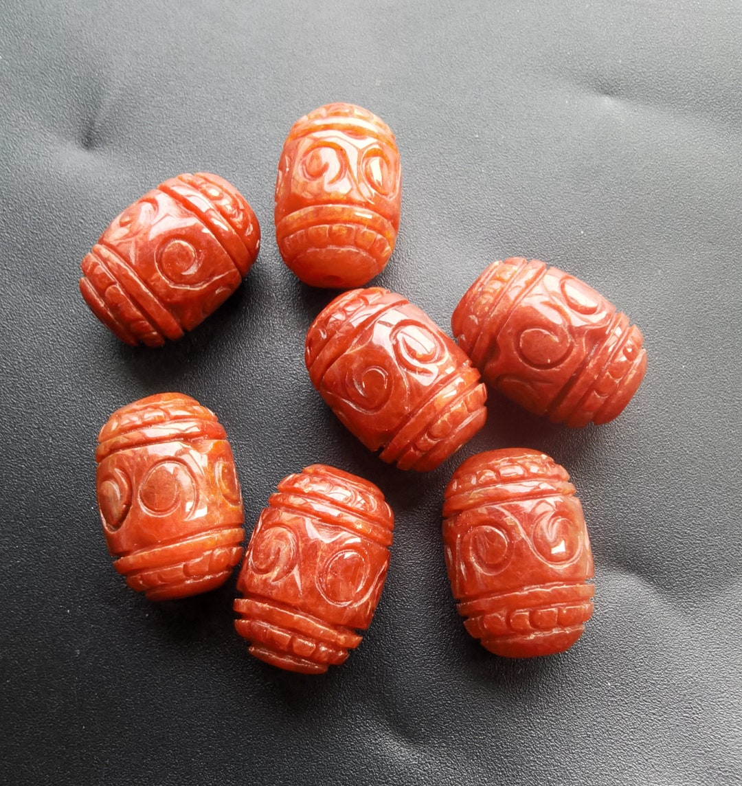 Barrel Dread Flower Twist Red Jade Stone,carving Dreadlock,beard Loose ...