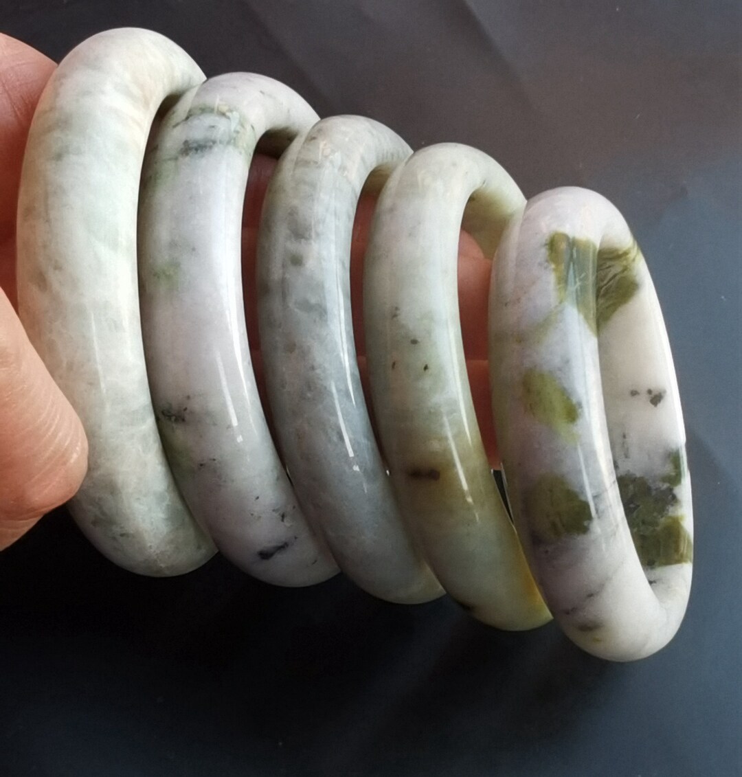 Inner 57mm,58mm,60mm,circle Smooth Natural Rainbow Jade Stone Bangle,chinese Xiuyu Jade Stone ...