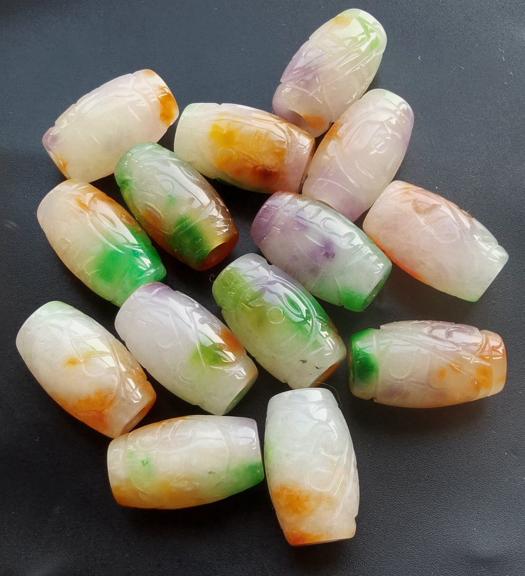 Barrel Dread Jade Stone,carving Jade Stone,dreadlock,beard Bead,rainbow ...