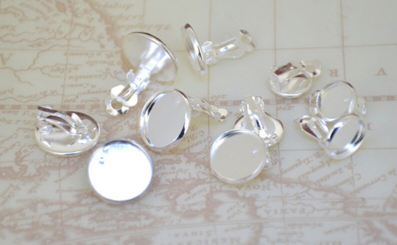 10pcs Ear Clip Stud Tray Silver Plated Bronze Ear Tray10mm - Etsy