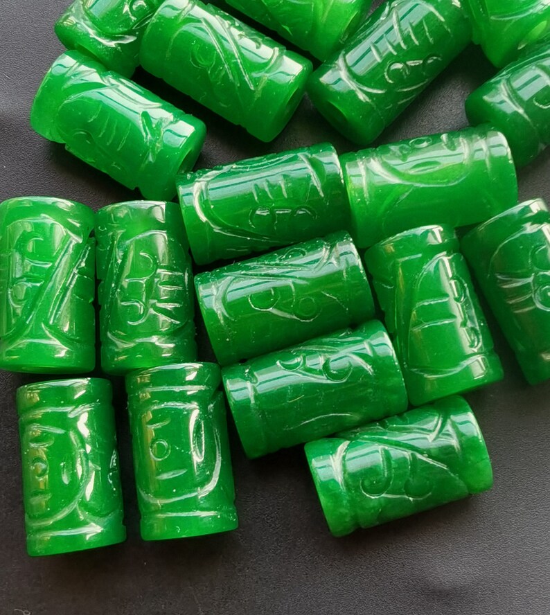 Circular Column,cylinder Tube Dread Carving Green Jade Stone,dreadlock ...