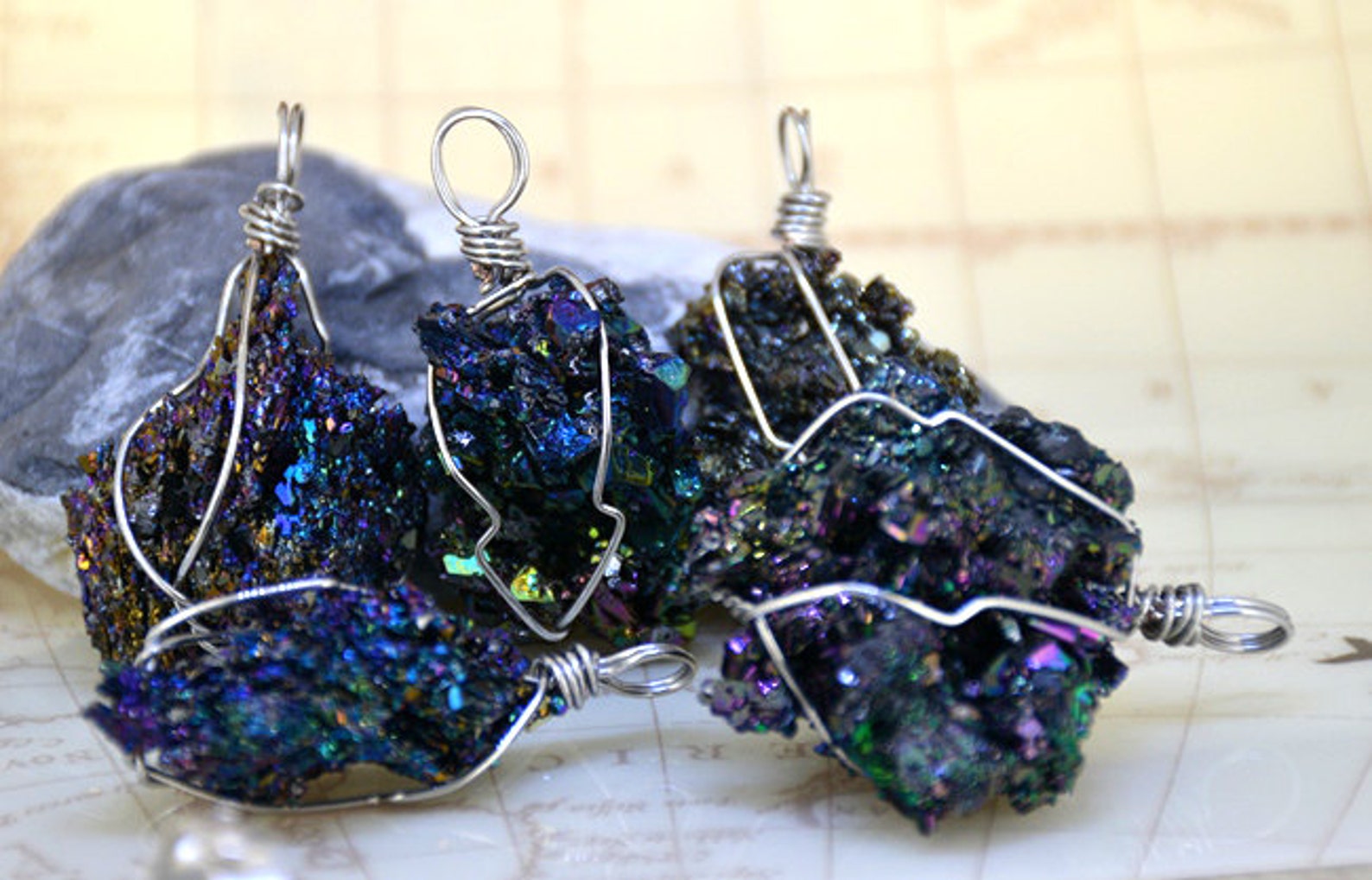 Natural Random Nugget Coal Crystal Original Stone Handwoven - Etsy