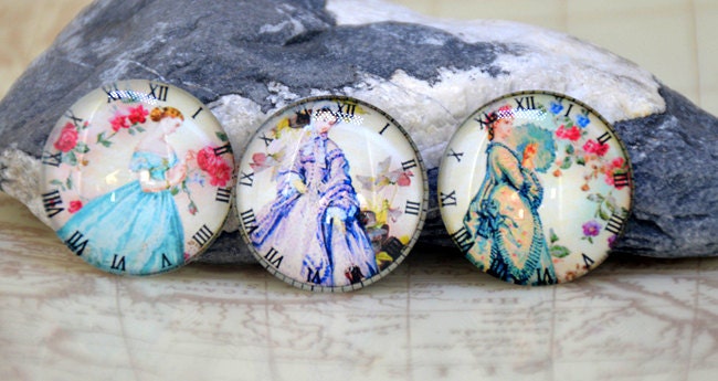 Circle Watch Face Flower Woman Photo Glass Cabochon Dome Bead | Etsy