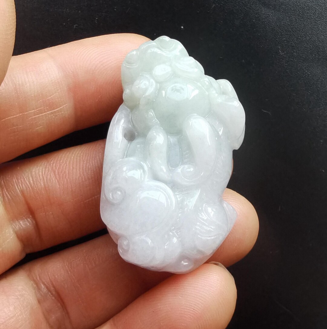 3D Pixiu Dragon Burmese Green Jadeite Pendant: Gemstone Amulet - Etsy