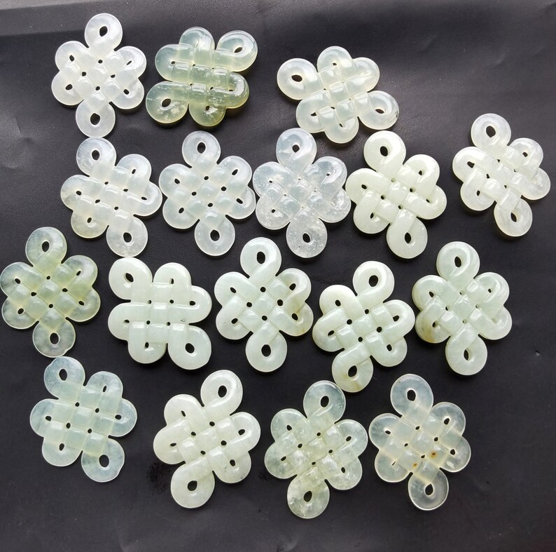 Chinese Knot Jade Pendant Link White Green Carved Natural - Etsy