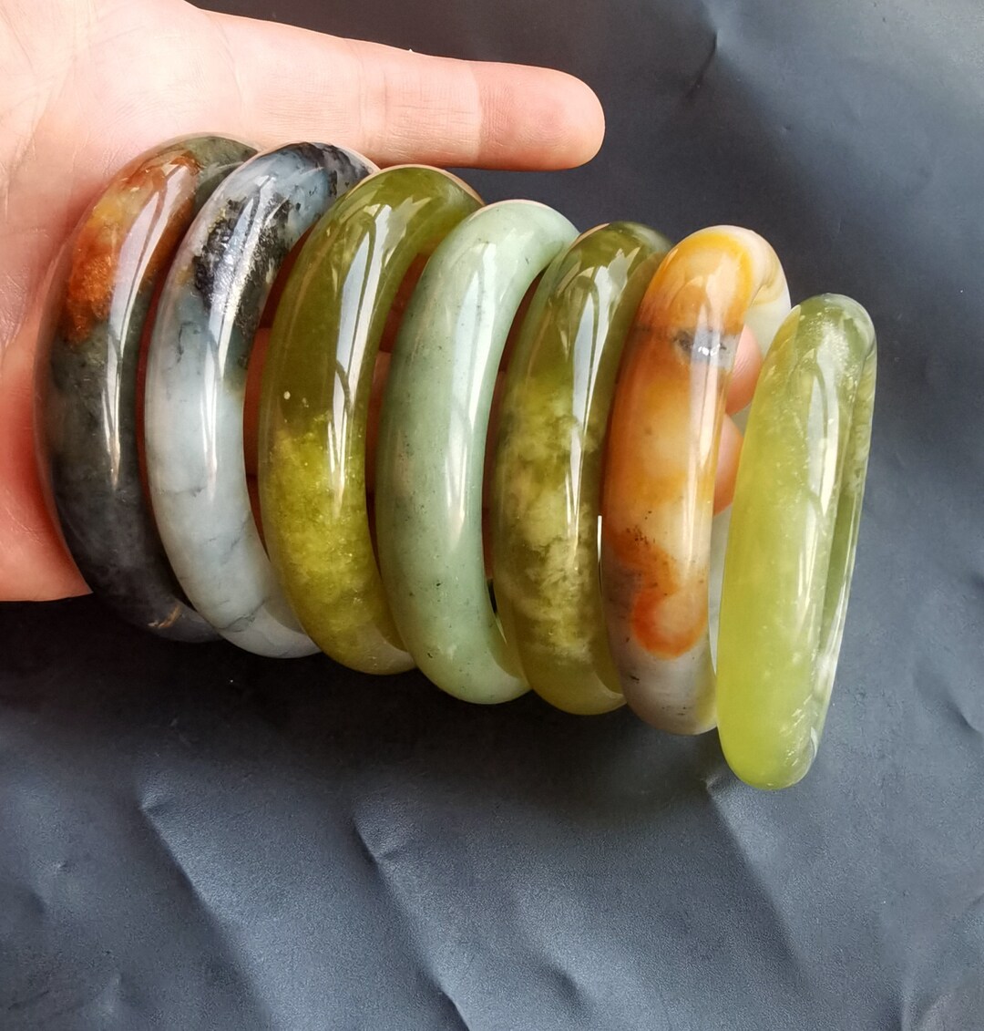 Inner 52mm,53mm,54mm,55mm,smooth Natural Green Jade Stone Small Bangle ...