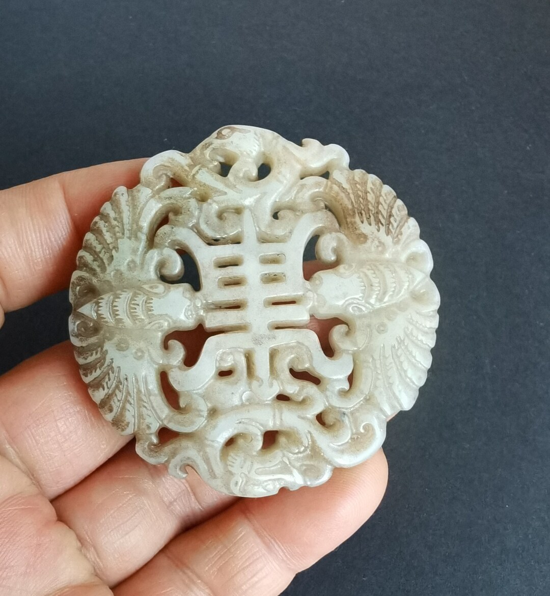 Dragon Phoenix Jade Pendant: Carved Amulet for Necklace Jewelry - Etsy