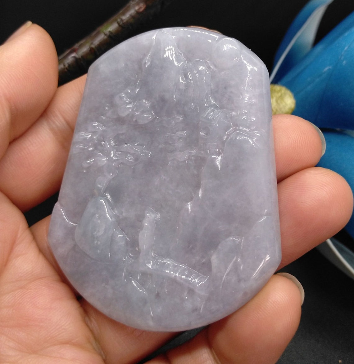 Certified Grade A Natural Jadeite Jade Pendant Landscape - Etsy