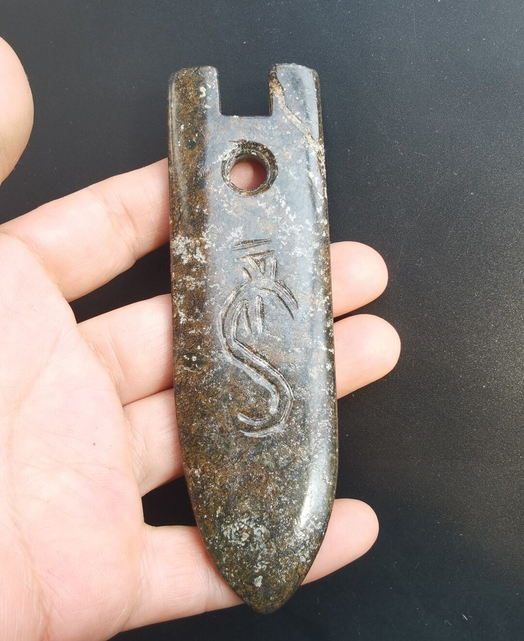 Chinese Hunting Knife Dagger Knives Jade Stone,carved Dragon Tiger Face ...