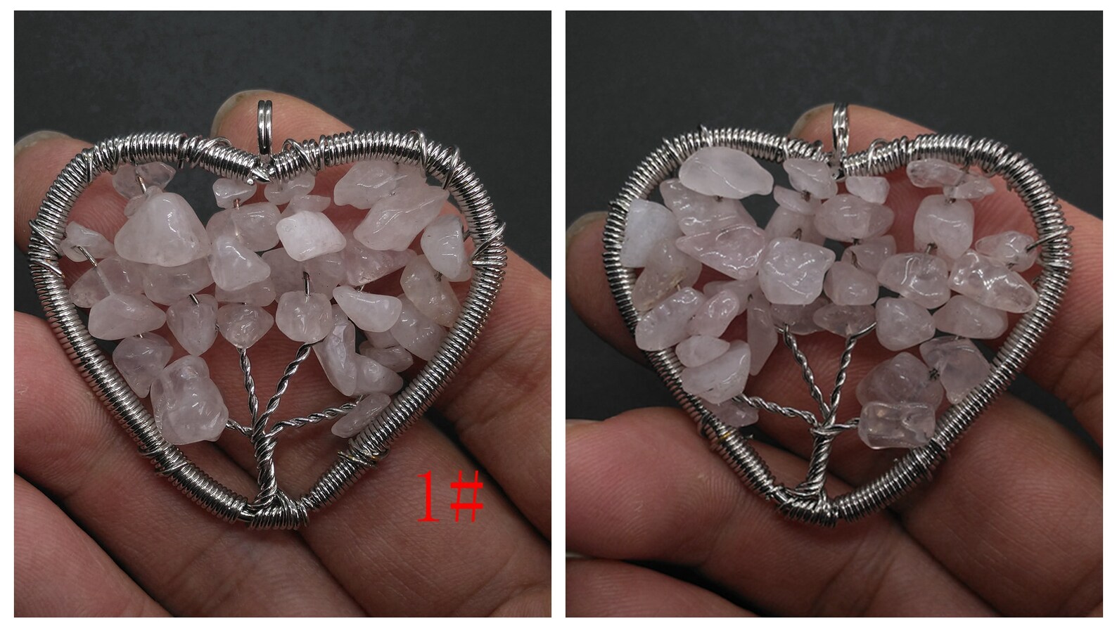 Heart Tree Natural Gemstone Pendant Rose Quartz - Etsy