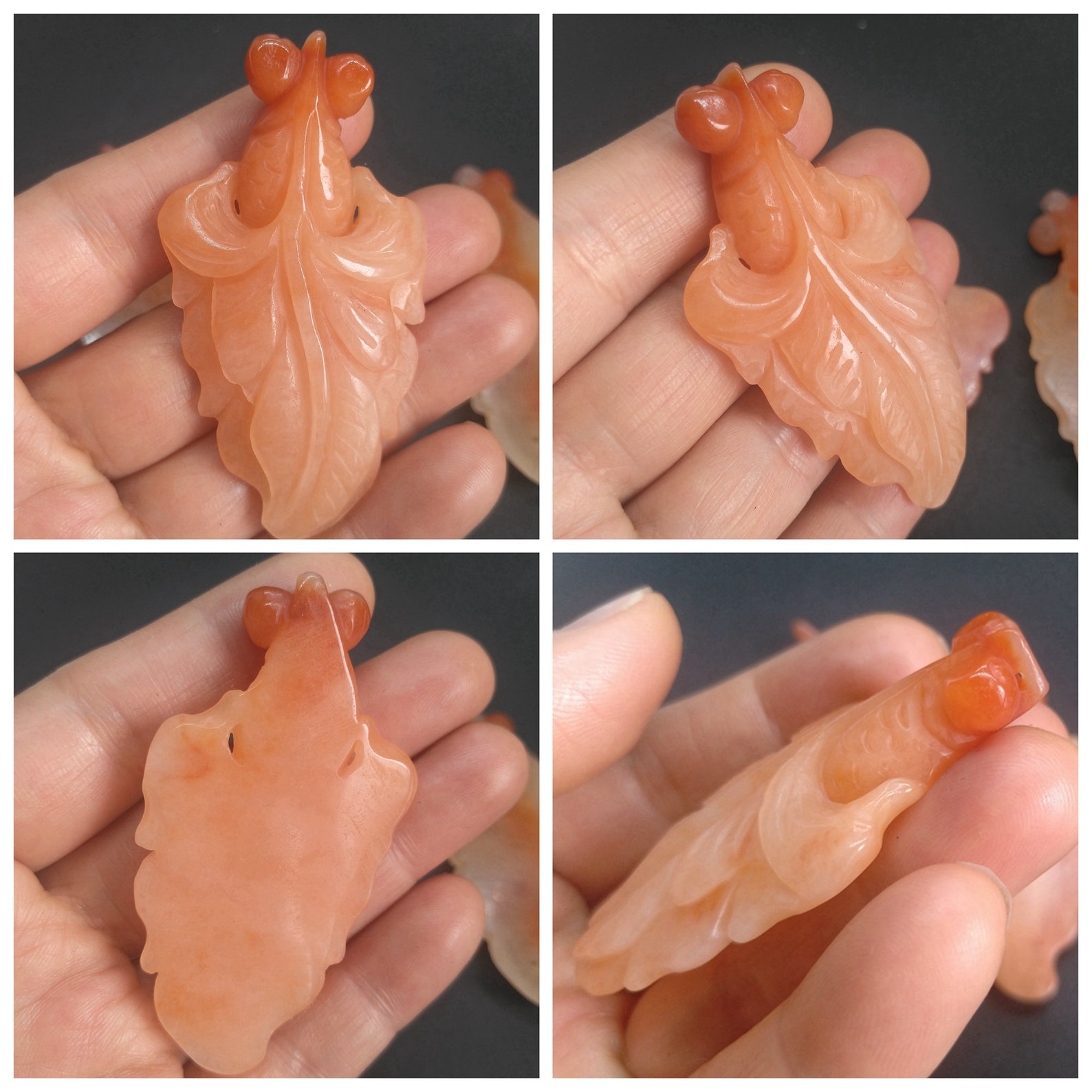 Fish Jade Pendant Carved Fish Red Pink Natural Jade Pendant | Etsy