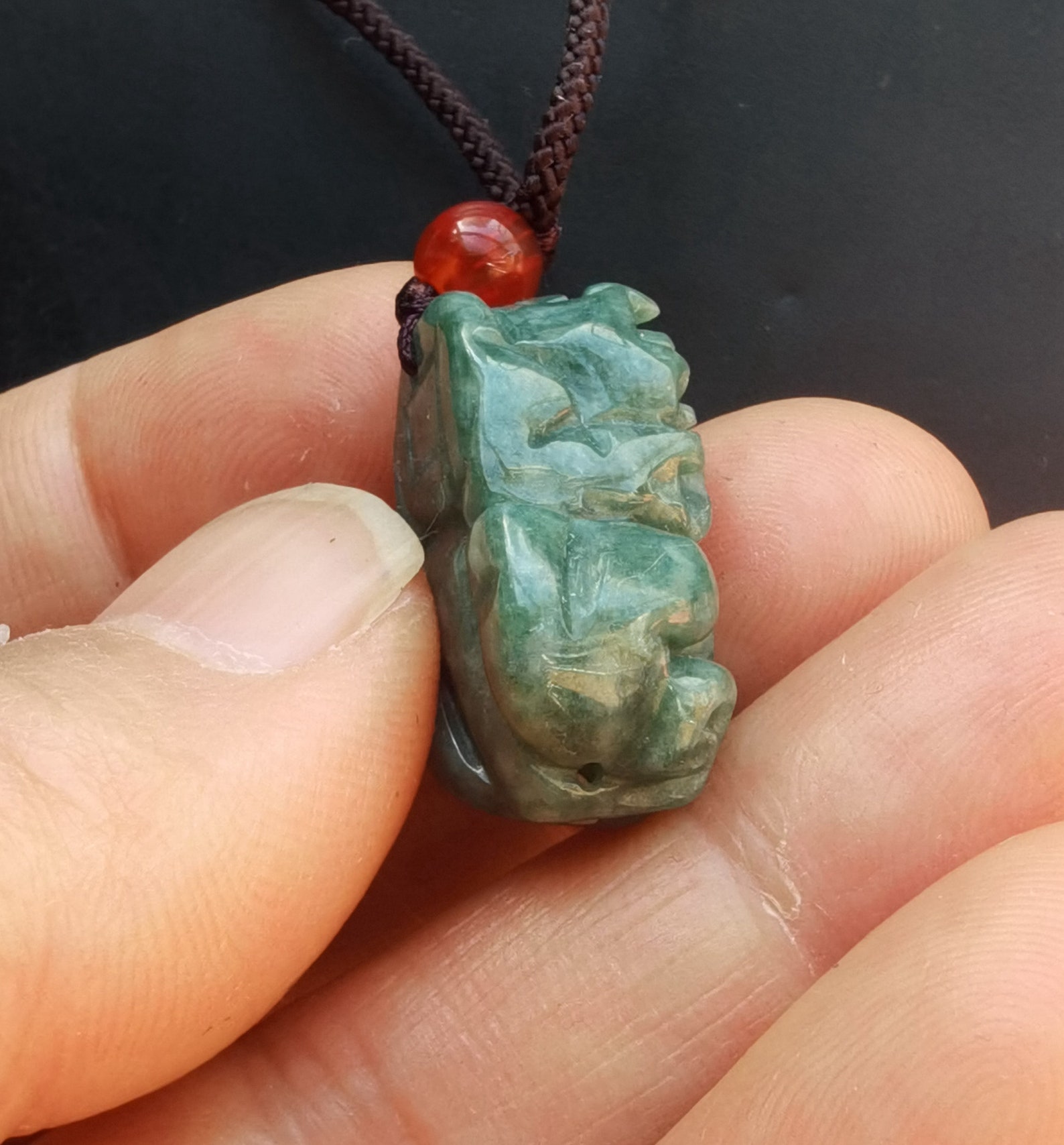 Pixiu,dragon,carved Natural Green Jadeite Jade Stone Pendant,money ...