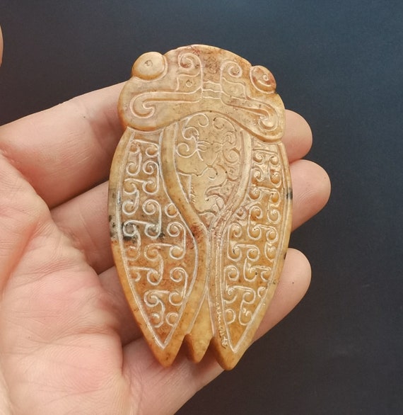 Chinese ancient cicada Jade stone PendantCarved natural | Etsy