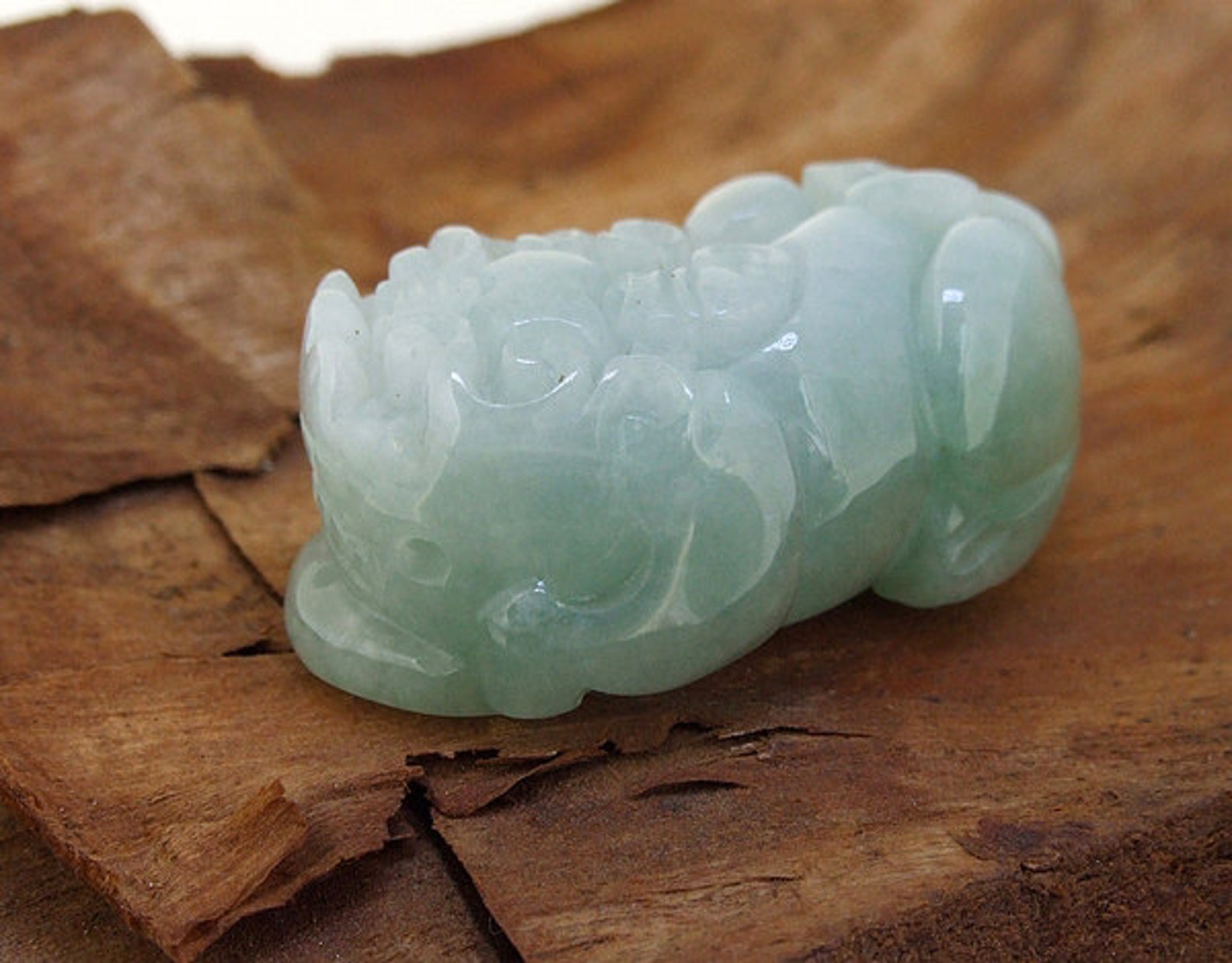 Chinese Natural Carved Animal Jade Bead Happinessloose - Etsy