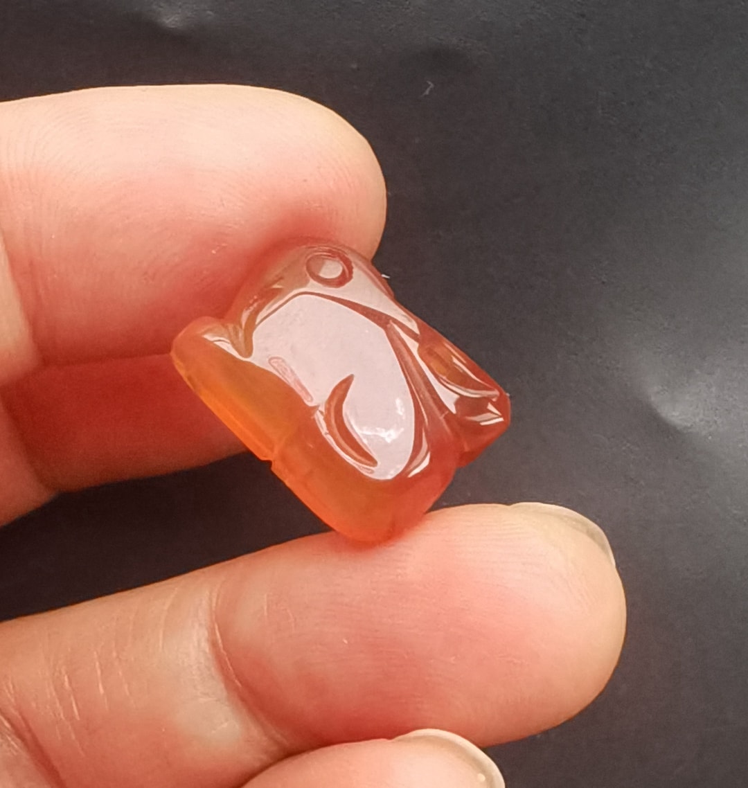 3D Rabbit Carving Red Agate Stone Pendant: Amulet Birthstone Bead - Etsy